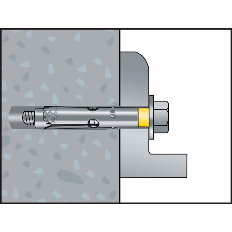 Anclaje metálico con cono expansor antigiro y tornillo hexagonal